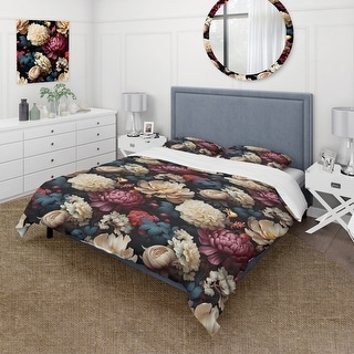 Designart "Mystic Flora Moody Patterns" Cottage Bedding Cover Set With ...