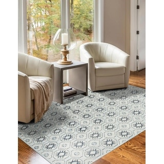 Hand-knotted Viscose Blue Transitional Geometric Kotan Rug - 8' x 10 ...