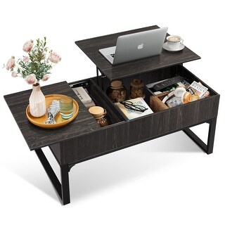 Lift Top Coffee Table with Hidden Storage Compartment and Metal Frame ...
