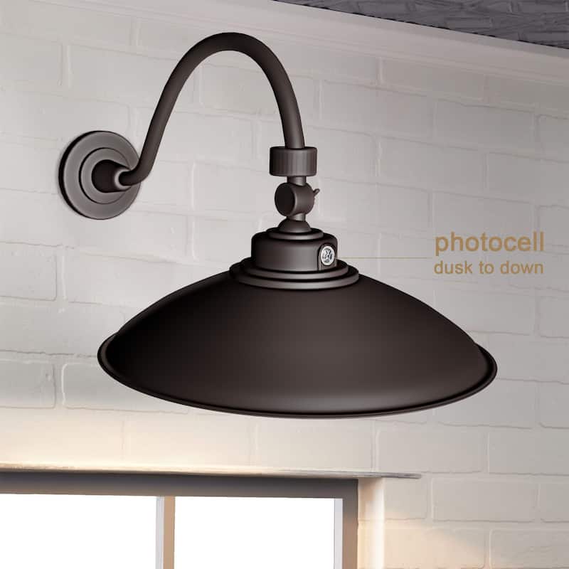 42W Brown LED Gooseneck Barn Light with Photocell Dusk to Dawn 5000K ...