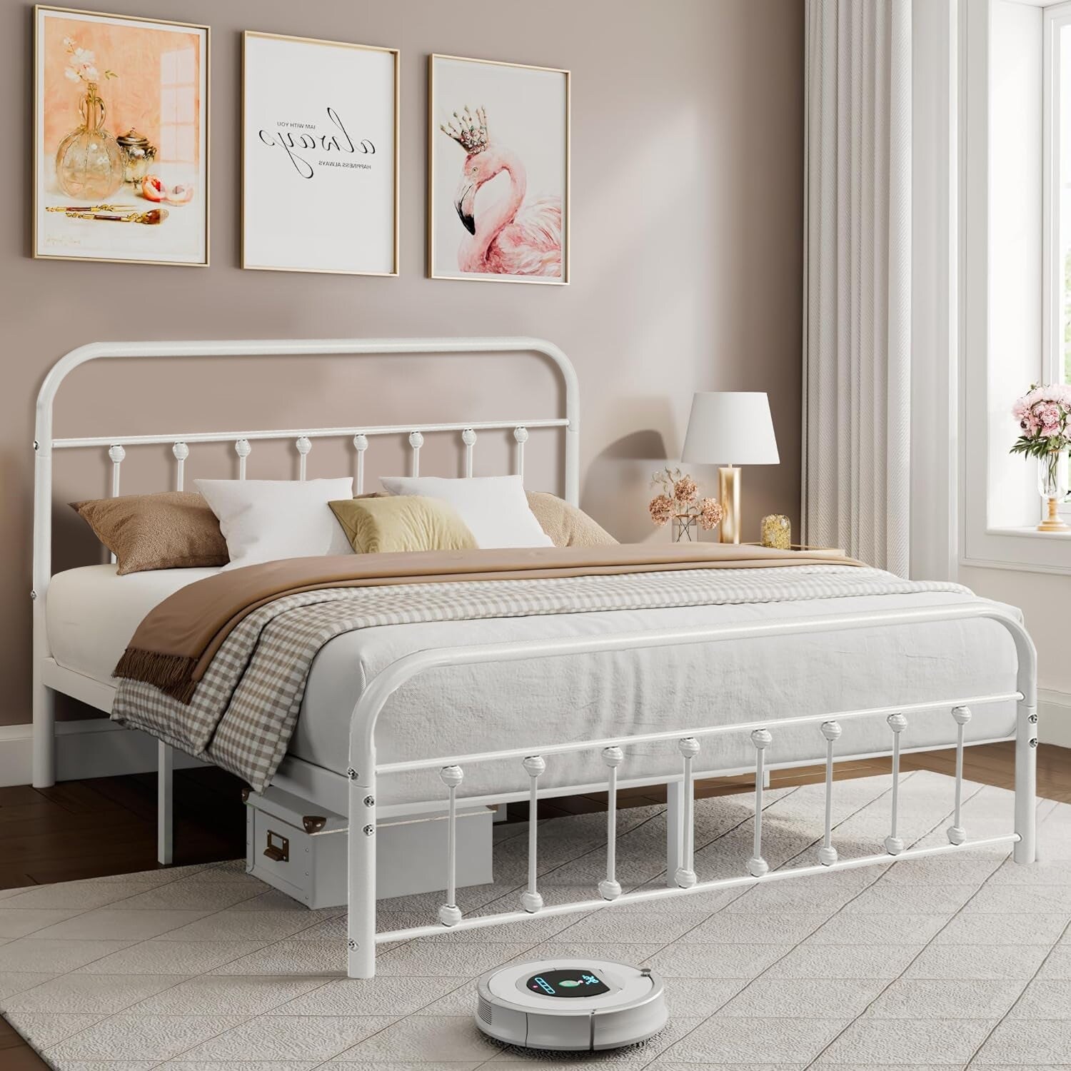 VECELO Metal Bed Frame with Headboard Classic Metal Platform Bed Frame ...