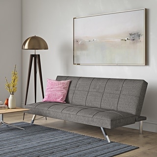 Modern Upholstered Futon Sofa Bed with Metal Frame, Grey - Bed Bath ...