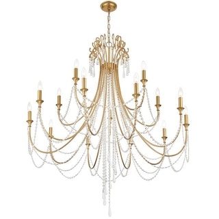 Arcadia 15 Light Antique Gold Chandelier - 46.25"W x 54.75"H - Bed Bath ...