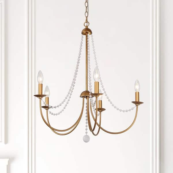 Alisar Mid-century Modern 5-Light Chandelier Antique Gold Swing Arms ...