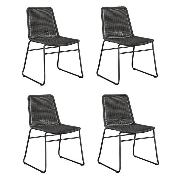 Jambri Brown and Sandy Black Rattan Dining Chairs (Set of 4) - Bed Bath ...