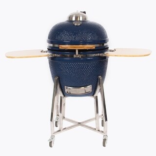 Lifesmart 24" Kamado Ceramic Grill - Blue - Bed Bath & Beyond - 27674706