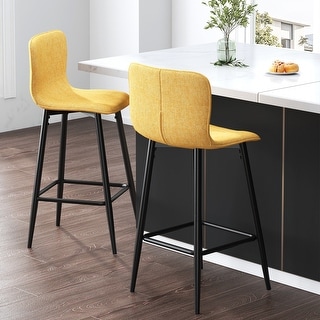 LUE BONA Metal Frame Bar Stools Counter Height Stools with Faux Leather ...