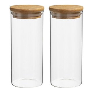 2Pcs 14oz Glass Jar with Airtight Bamboo Lid Glass Kitchen Container ...