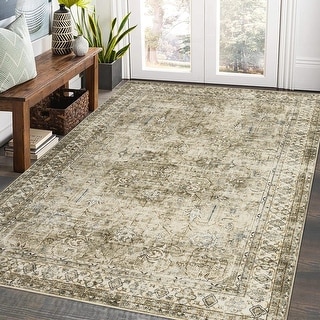 Area Rug 9x12 Washable Rug Vintage Floral Living Room Rug - 9 x 12 Feet ...