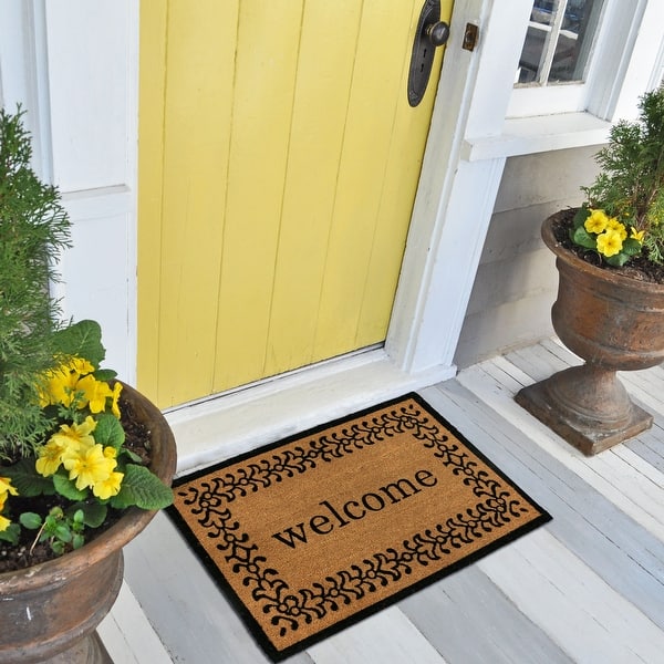 George Towne Living-OVERSIZED-24x36 Outdoor Coir Mat-Welcome Border ...