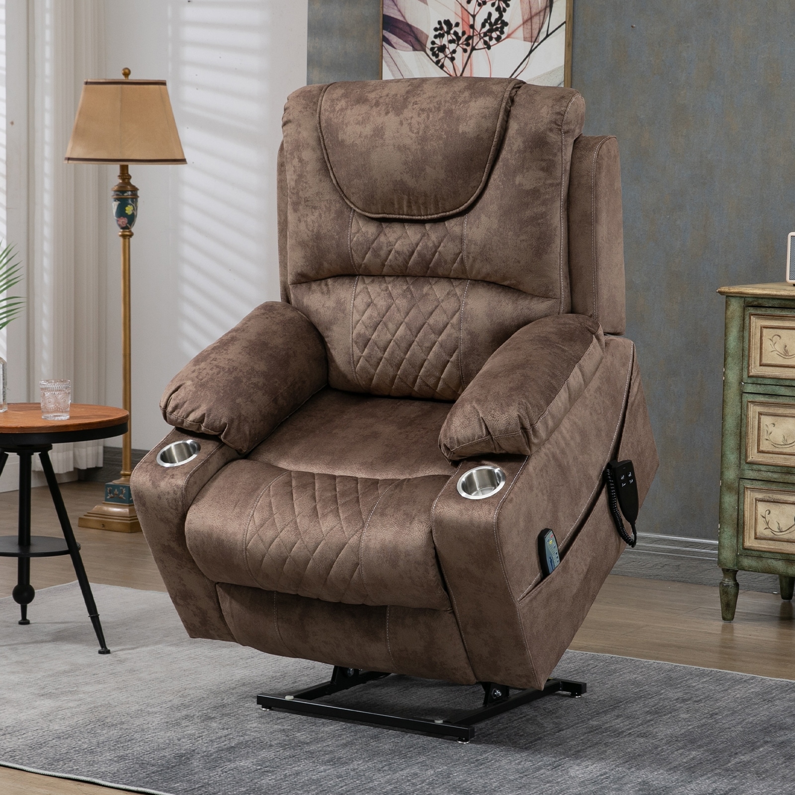 35.5"W Dual Electric Power Lift Recliner,Massage&Heat,180 degrees - Bed ...