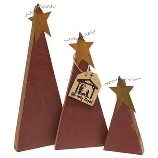 Set of 3 Distressed Rustic Wood Christmas Trees - Bed Bath & Beyond ...