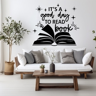Library vinyl wall art decals, book shelves decor, library wall decal ...