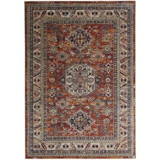 5' X 8' Red Orange And Ivory Floral Stain Resistant Area Rug - 3'6 ...