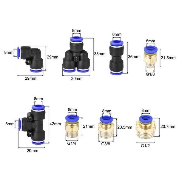 Pneumatic 8mm OD Nylon Air Hose Tubing Kit 10 Meters w 16 Pcs Fittings ...