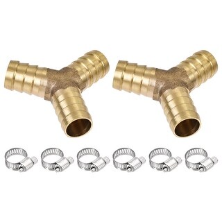 Barb Hose Fitting Y Shape Pipe Connector Brass 2Pcs with 6Pcs Hose ...