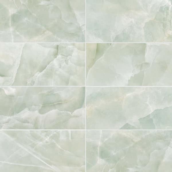 Geo Lust 12x24 Green Polished Onyx Porcelain Tile - Floor & Wall ...