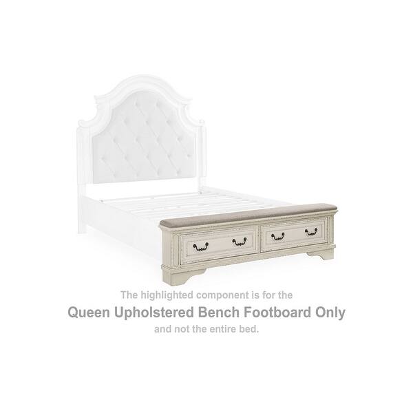 Signature Design by Ashley Realyn Chipped White/Beige Upholstered Bench ...