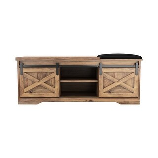 Entryway Bench Particle Board Storage Bench with X Barn Door - Bed Bath ...