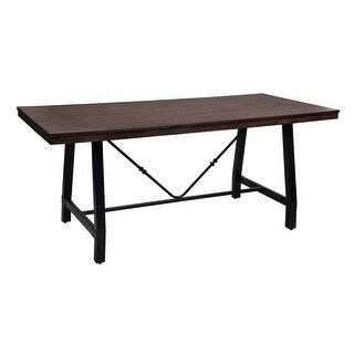 Vaughn Oak and Black Rectangle Dining Table - Bed Bath & Beyond - 38427498