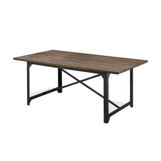 Rode 72 Inch Dining Table, Reclaimed Wood Top, Black Metal Bar Legs ...