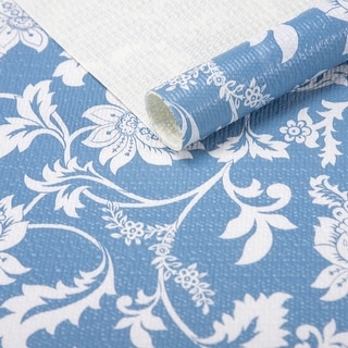 PVC printed foam kitchen shelf liner (Beautiful flowers blue) - Bed ...