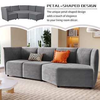 Petal-Shaped Sofa Sets Gray Sectional Sofa Adjustable Back Couch - Bed ...