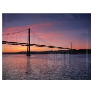 Wonderful View of Lisbon Bridge - Sea Pier and Bridge Glossy Metal Wall ...