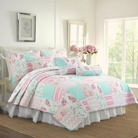 Cozy Line Pretty in Pink Girly Ruffle Pink Cotton Quilt Bedding Set ...