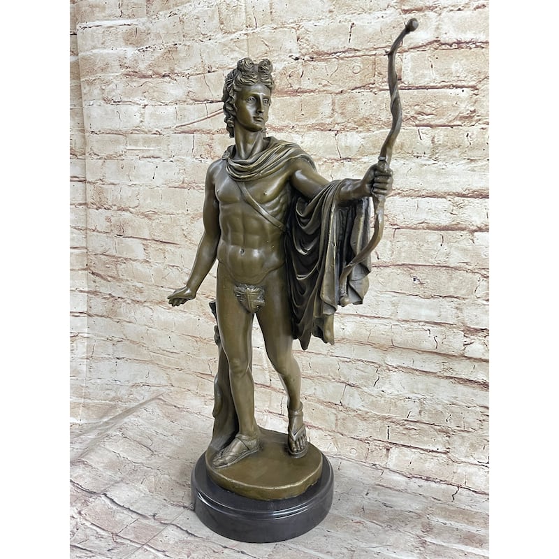 Roman/Greek God Apollo With Shield And Bow Bronzed Statue - 11.5 X 5 X ...