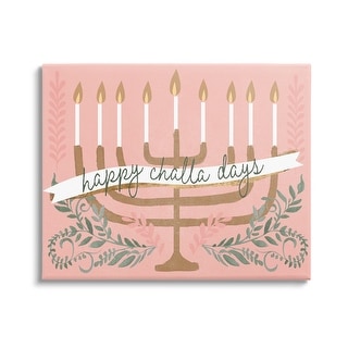 Stupell Happy Challa Days Charming Menorah Festive Botanicals Canvas ...