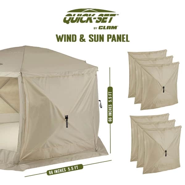CLAM Quick Set Escape Portable Canopy Shelter and 6 Pack of Wind and ...