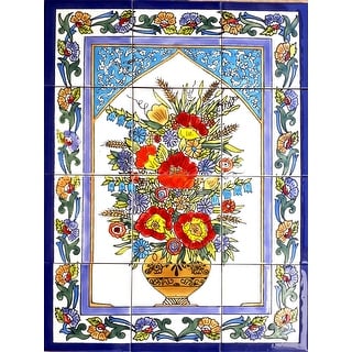 18in x 24in Floral Backsplash Mosaic 12pc Tile Ceramic Wall Mural - Bed ...