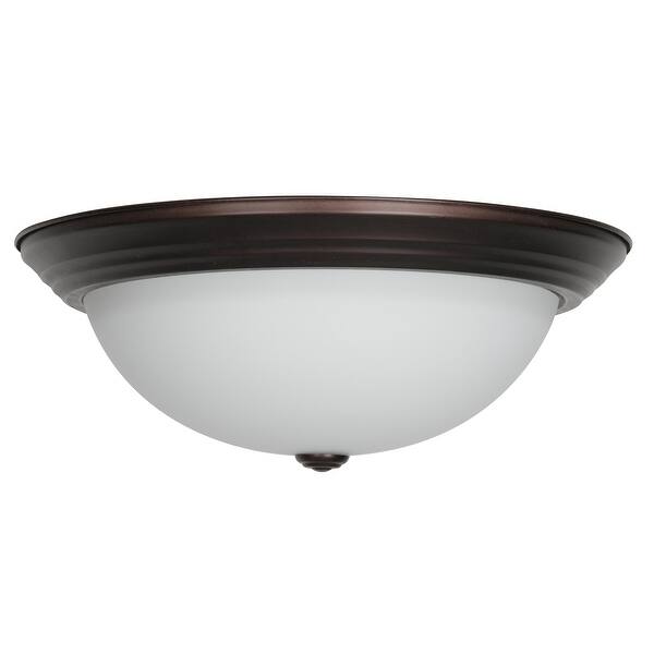 Basic Flush Mount Ceiling Light, Simple 3 Bulb Metal Fixture with White ...