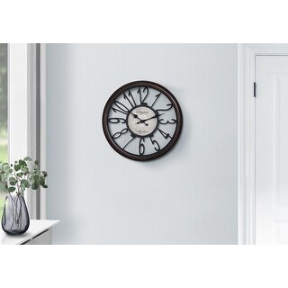 Clocks, 16" Round, Wall Clock, Antique Brown, Transitional - Bed Bath ...