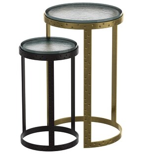 Industrial Chic Metal & Cast Glass 2pc Accent Table Set - Bed Bath ...