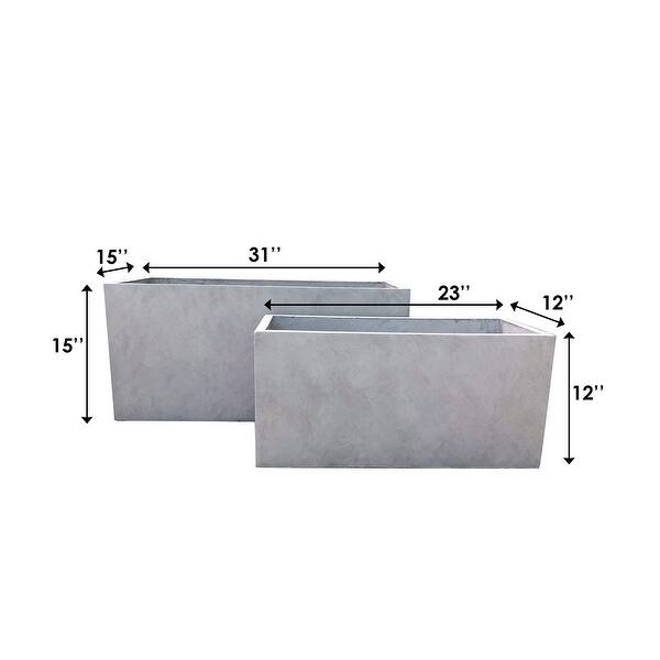 Kante Lightweight Durable Modern Rectangle Outdoor Planter Set, 31 Inch ...