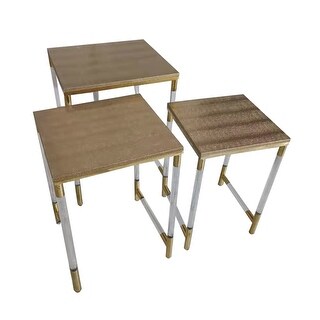 Square Nesting Tables - 24.5" - Brown and Silver - 3ct - Bed Bath ...