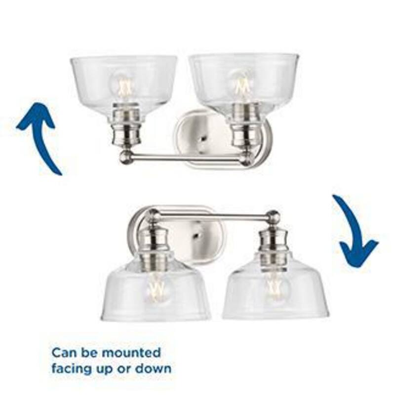 Singleton Collection 2-Light 17 in. Brushed Nickel Vanity Light with ...