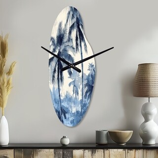 Vintage Blue Palm Trees Shadows II - Palms & Palm Trees Wall Clocks in ...