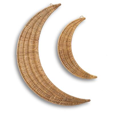Set 2 Wall Decor Rattan Cresscent Moons - Overstock - 36050373