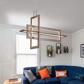 LED modern chandeliers square hanging lamp with brushed coffee finish ...