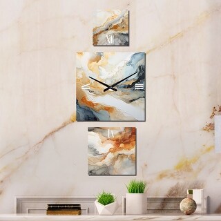 Designart "Abstract Beige And Gold Geyser Paint" Abstract Shapes Set Of ...