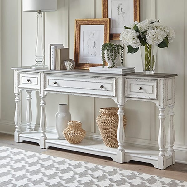 Goverton White Console Sofa Table - Bed Bath & Beyond - 25489435