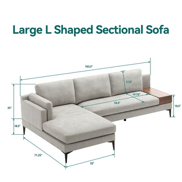 Modular L-shaped Sofa With a Reversible Design and Built-in Wooden ...