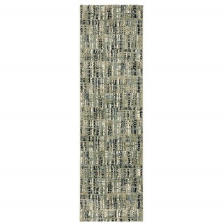 HomeRoots 2' X 8' Green Blue Ivory Beige And Light Blue Abstract Power ...