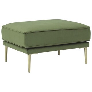 Rectangular Fabric Upholstered Ottoman with Tubular Metal Legs, Green ...