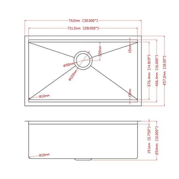 30 in. Undermount Single Bowl 16 Gauge Brushed Nickel Stainless Steel ...