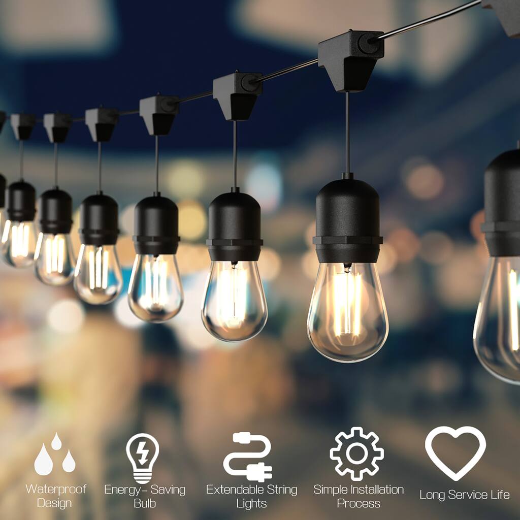 Outdoor LED String Lights Commercial Grade Weatherproof Patio Lights ...
