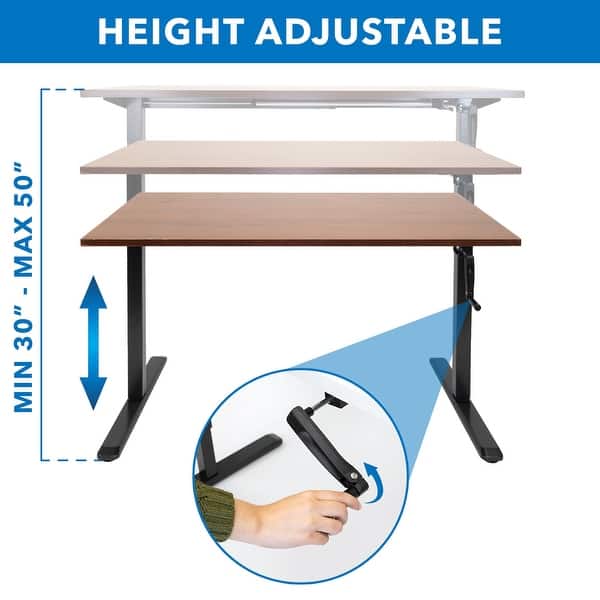 Mount-It! Hand Crank Sit-Stand Black Desk Frame with Extra-Wide ...